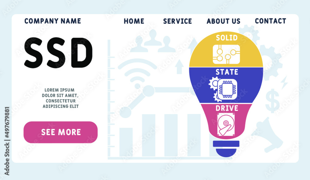 SSD - Solid State Drive acronym. business concept background. vector ...