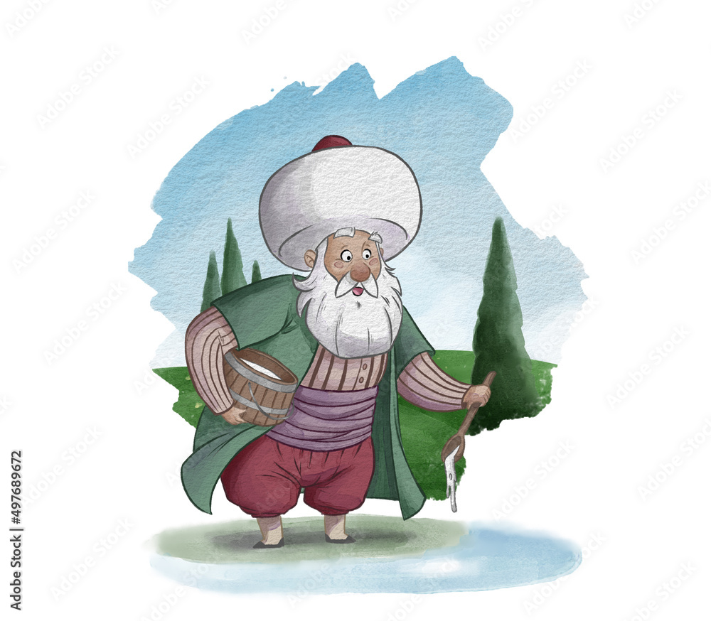 Nasreddin Hodja illustration cartoon character design Stock ...