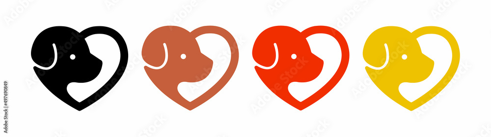 Dog Love Heart with cute puppy face vector illustration. Best used for ...