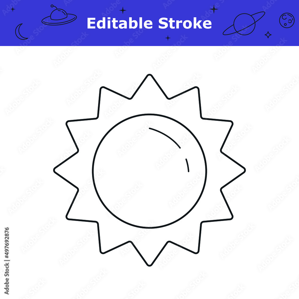 Sun icon with editable stroke. Sunny weather simple symbol isolated on ...