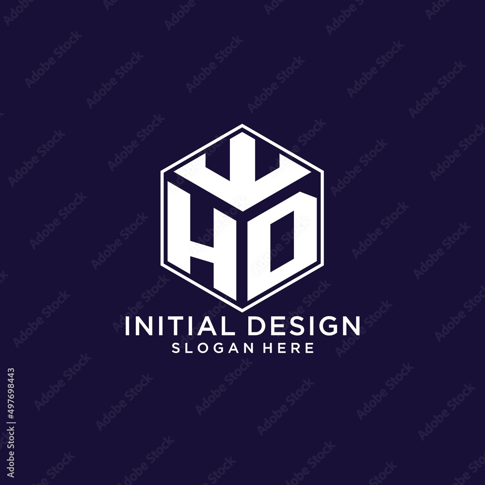 Initials HD logo hexagon shape, creative geometric logo design concept Stock Vector | Adobe Stock