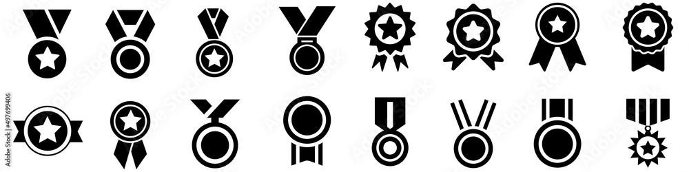 Medal icon vector set. certificate illustration sign collection ...