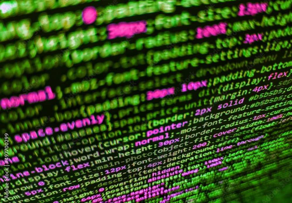 Modern Tech Computer Programming Source Code Hi Tech Modern Screen Of Data Digits And Chars