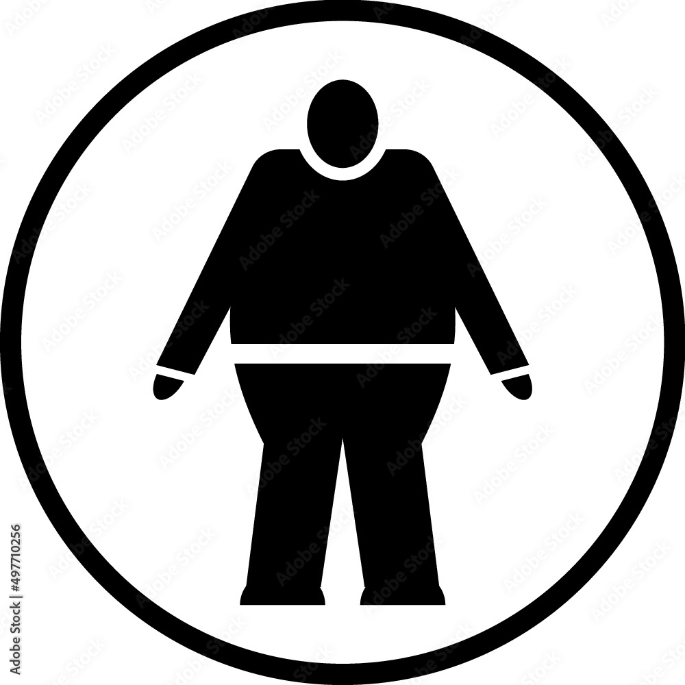 Fat man figure silhouette. Obese person vector icon Stock Vector ...