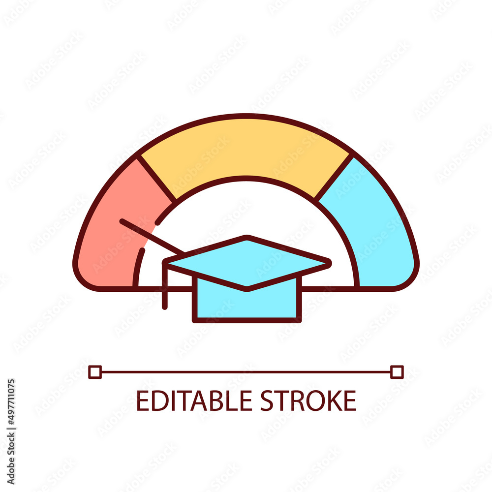 Low educational attainment RGB color icon. Decreased educational success. Illiteracy and ...