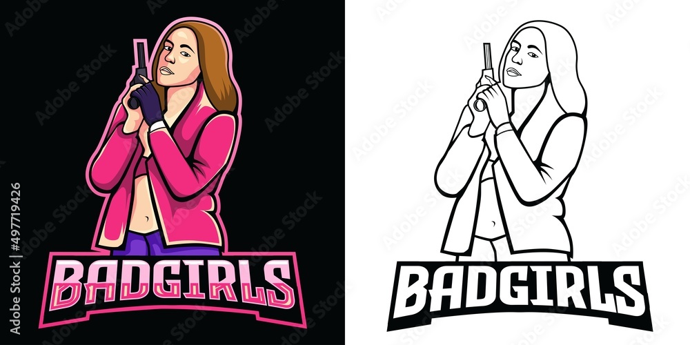 Bad girl esport logo mascot design Stock Vector | Adobe Stock