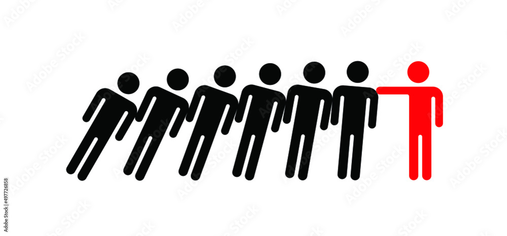 Unique person in the crowd. Domino effect. Business concept. Social ...