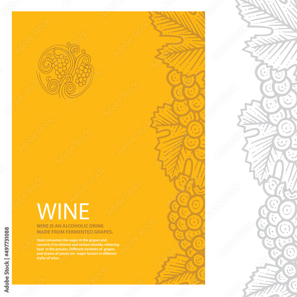 Grape and wine vintage style illustrations. Wine list design template ...