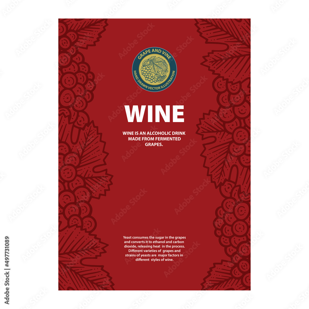 Grape and wine vintage style illustrations. Wine list design template ...