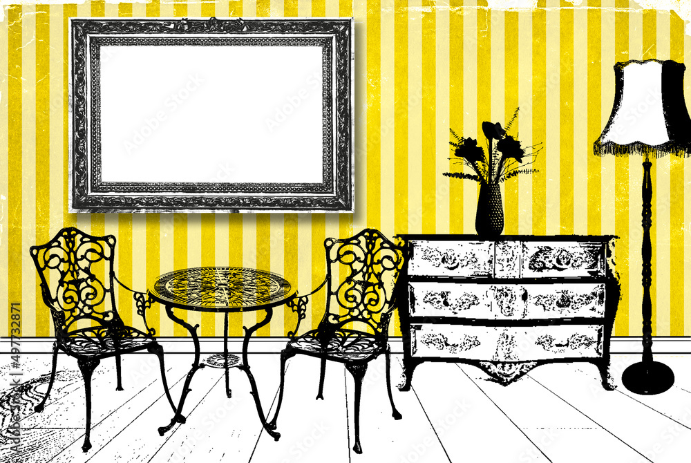 Vintage advertisement cartoon style, background with copy space Stock ...