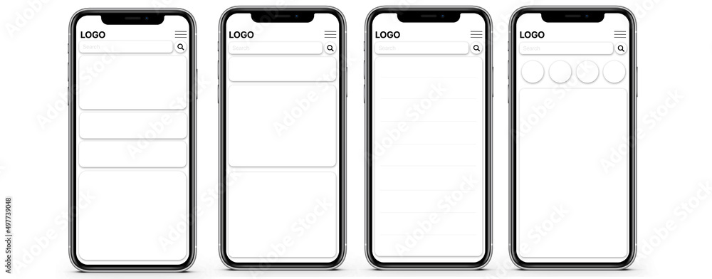 iOS UI Screen | Mobile App UI and UX Concept Vector Mockup in Light ...