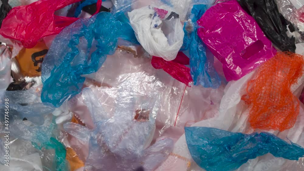 Collection and Disposal of Packaging Plastic. HD Loop. Various types of ...