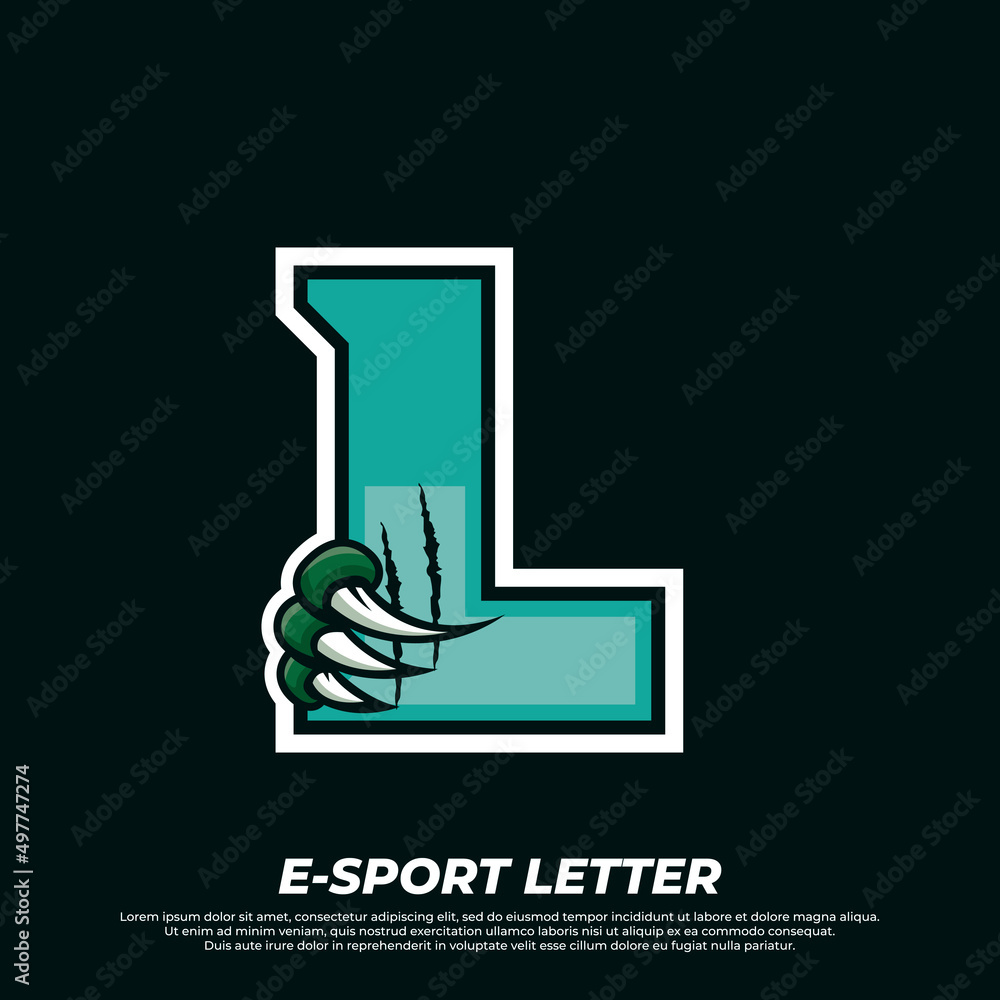 Tiger claw mascot sport logo design. Letter L with Tiger scratch animal ...