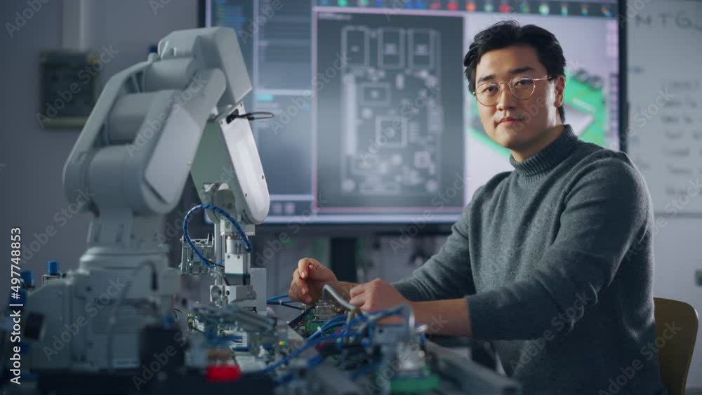 Portrait of Asian Student Assembling Robotic Arm with Screwdriver at ...