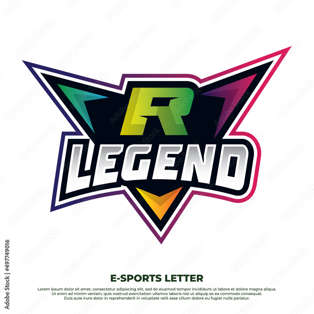 R initial letter esport logo illustration design, gaming initial mascot ...