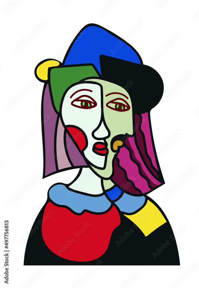 Abstract portrait painted with a brush. Character. One head consists of ...