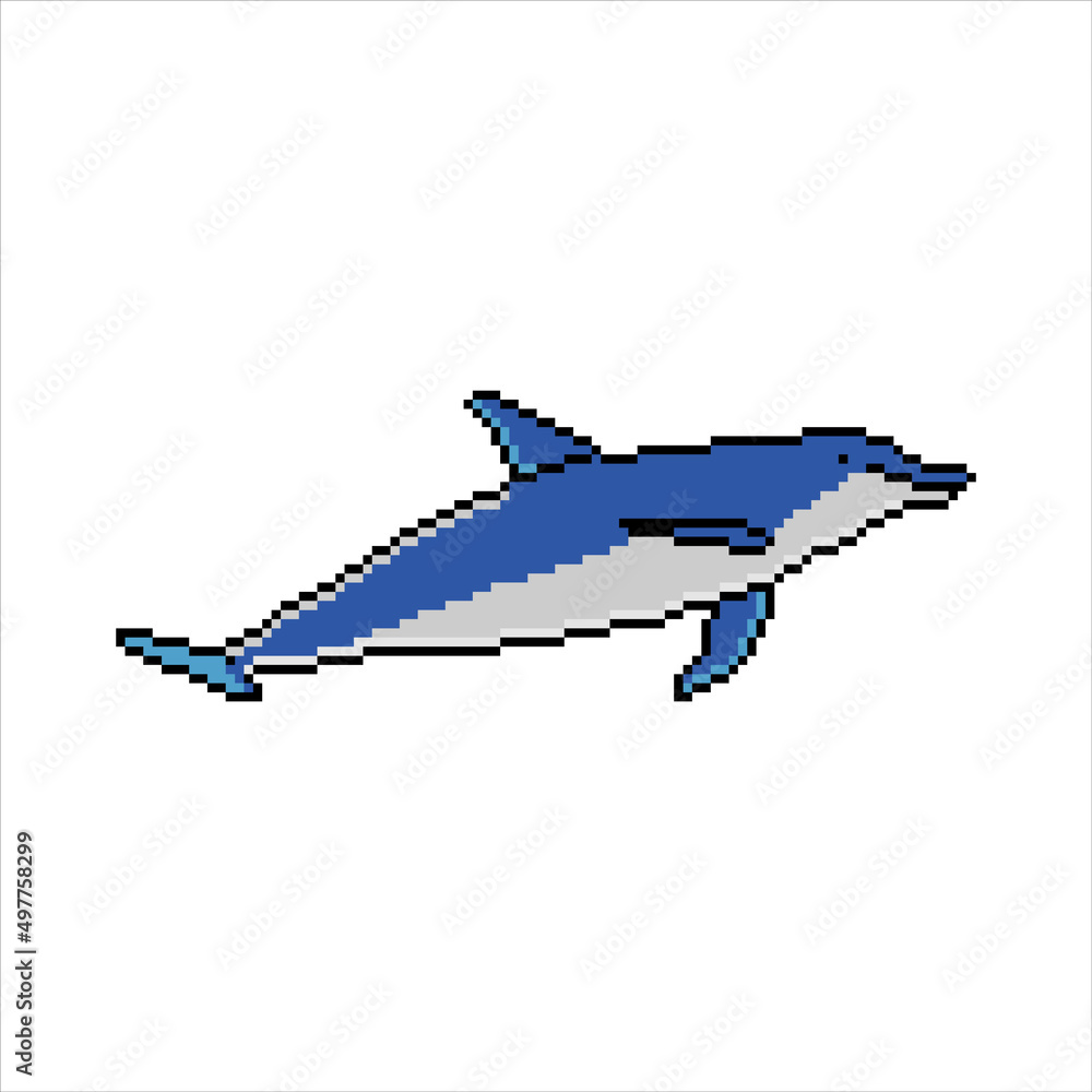 Dolphin with pixel art. Vector illustration. Stock Vector | Adobe Stock
