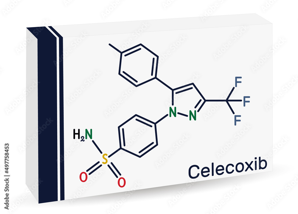 Celecoxib molecule. It is COX-2 inhibitor and nonsteroidal anti ...