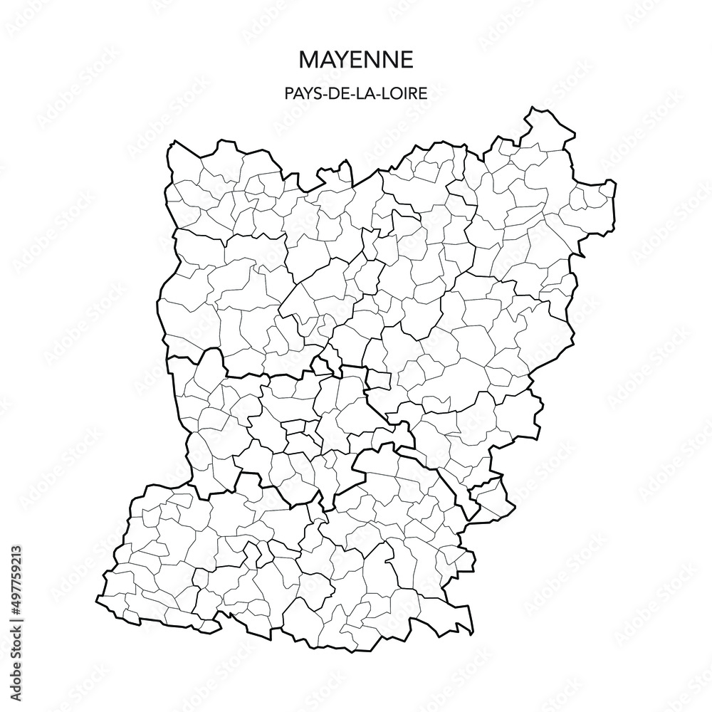 Map of the Geopolitical Subdivisions of The Département De La Mayenne ...