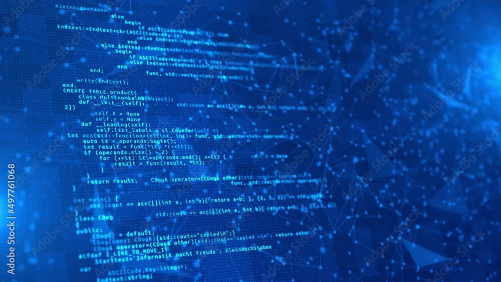 4k Abstract Technology Blue Background Software Developer Programming Code On Computer Cyber