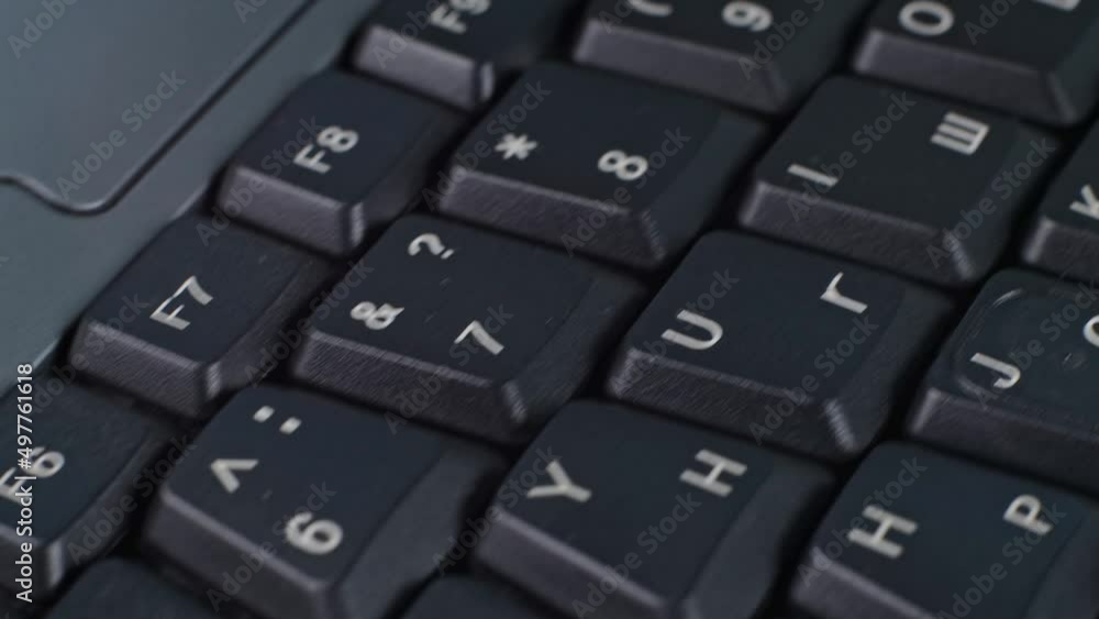 Overview of a black keyboard for a computer, keys and symbols on the ...