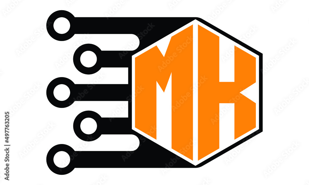 MK polygon speed logo design vector template | monogram logo | abstract ...