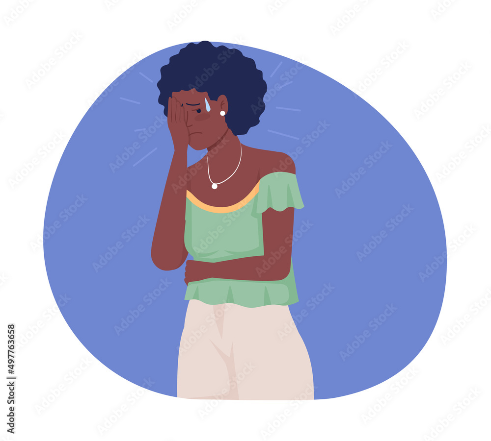 Shame 2D vector isolated illustration. Unpleasant sensation of guilt ...