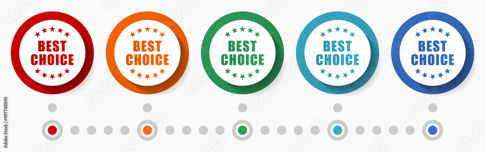 Best choice, business concept vector icon set, flat design colorful ...