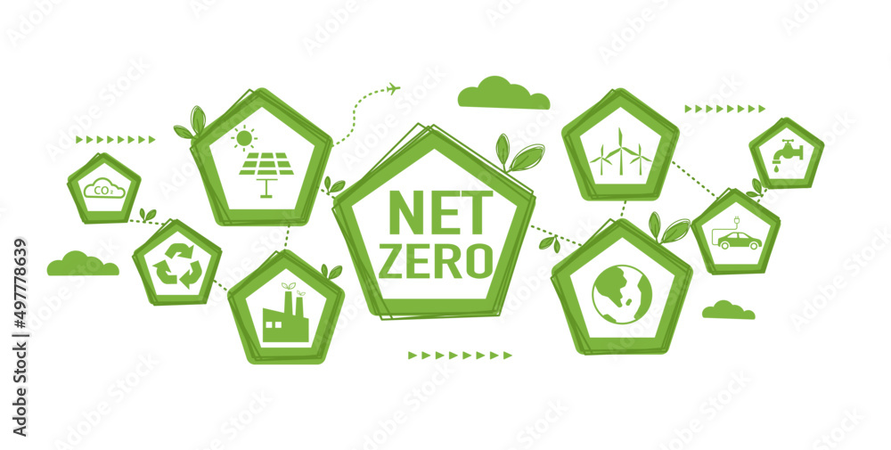 Net zero and carbon neutral concept. Net zero greenhouse gas emissions ...
