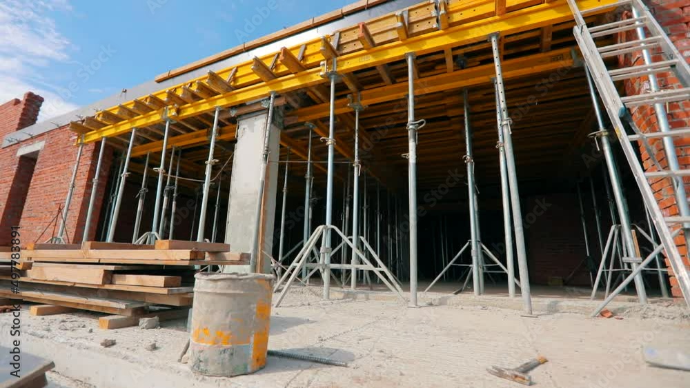 The process of creating a floor. Formwork flooring. Exterior of a ...