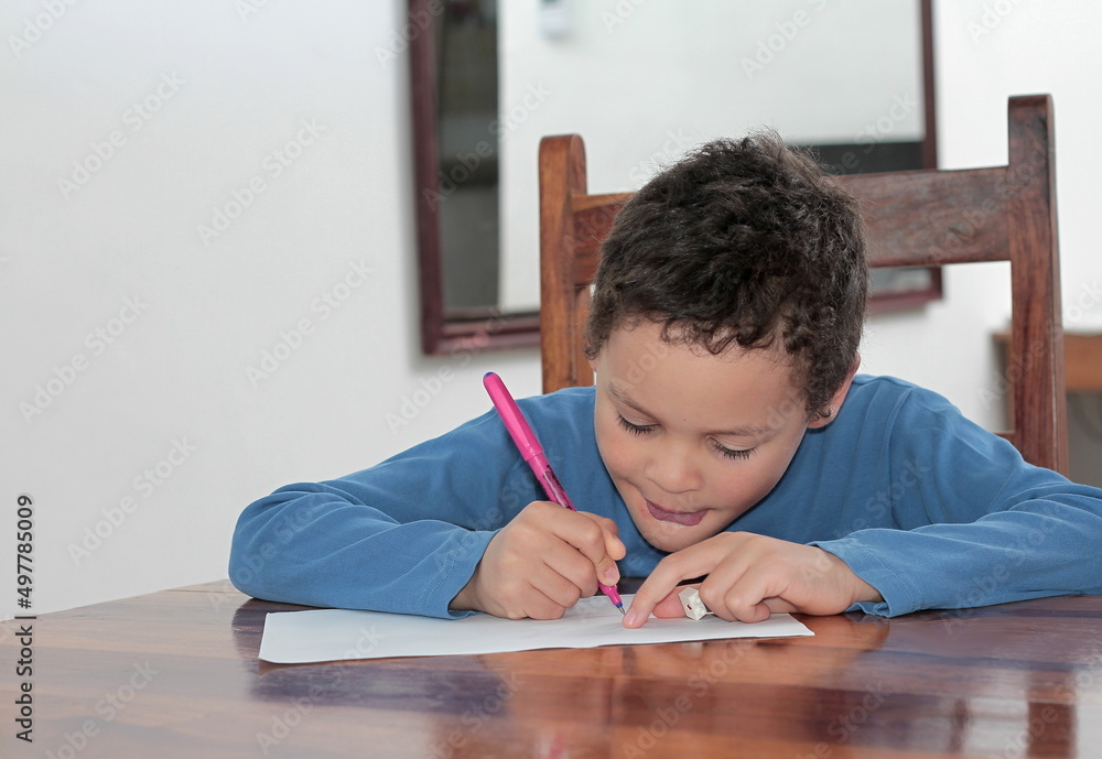 school boy learning at school educational distance learning stock photo ...