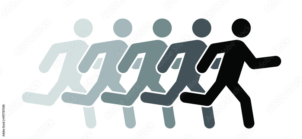 Runaway silhouette stickman icon or pictogram. Run, athletes logo ...
