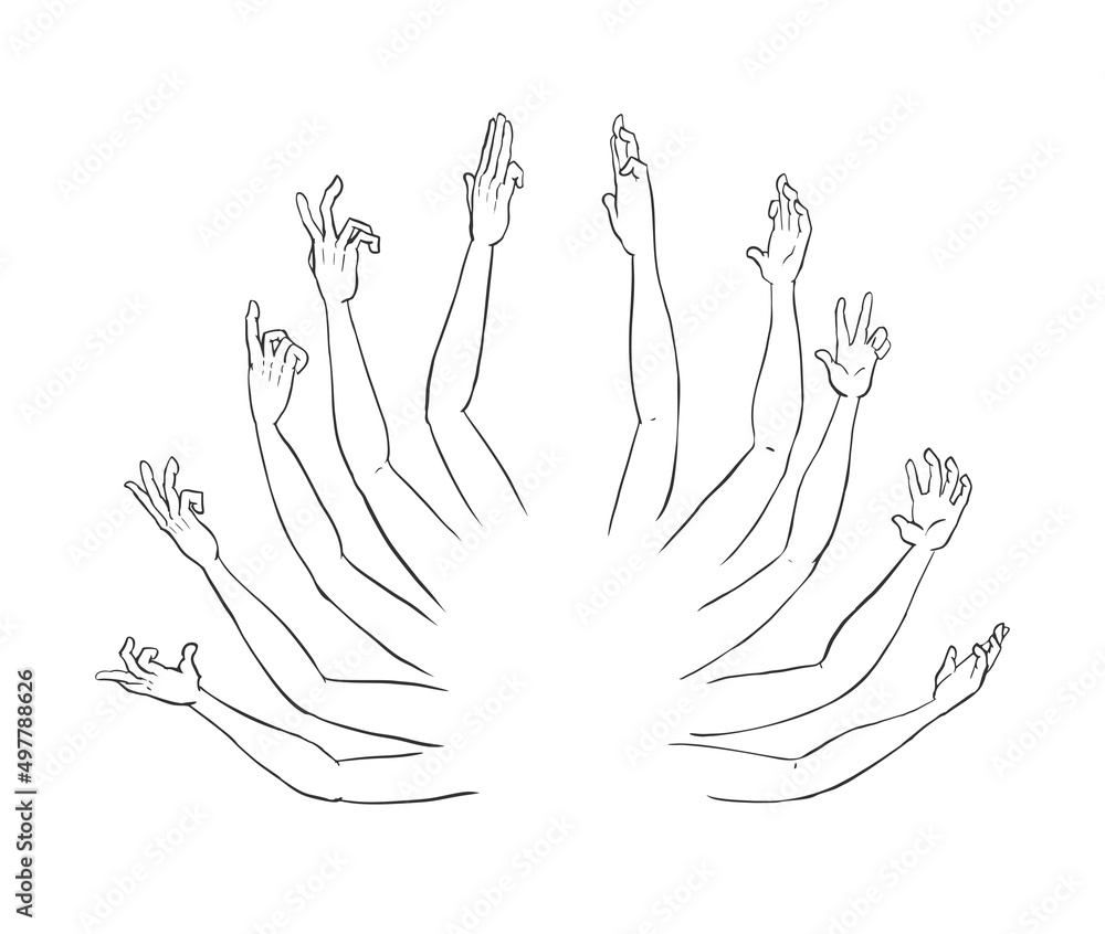 Many arms art draw Stock Vector | Adobe Stock