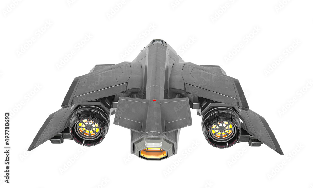 ภาพประกอบสต็อก super sonic space ship in white background bird eye rear ...
