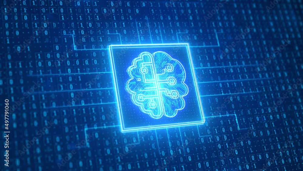 Digital human brain interface Artificial Intelligence bid Data thinking Process Loop Background ...