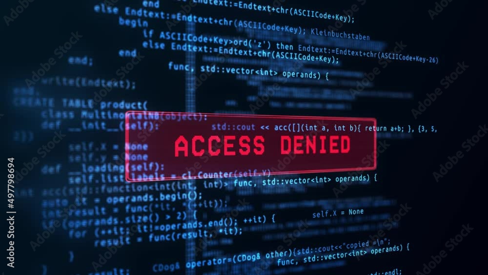 Vidéo Stock 4k Access denied message on computer screen using virus program Loop Animation ...
