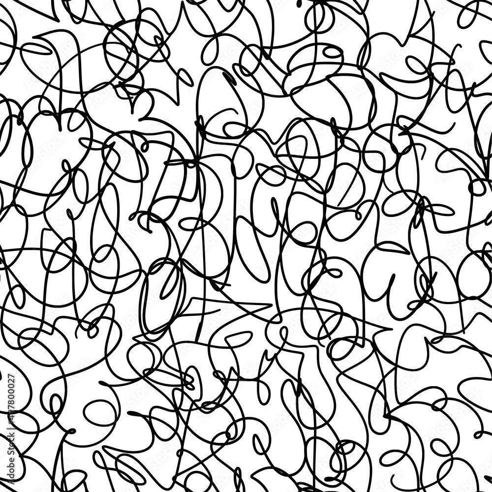 Scribble seamless hand drawn pattern. Inky pen messy lines in modern ...