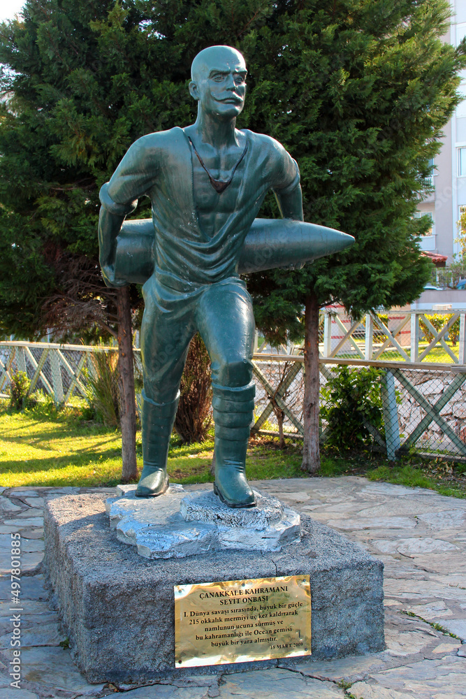 Antalya, Turkey - April 8, 2022: Monument of famous Turkish Corporal ...