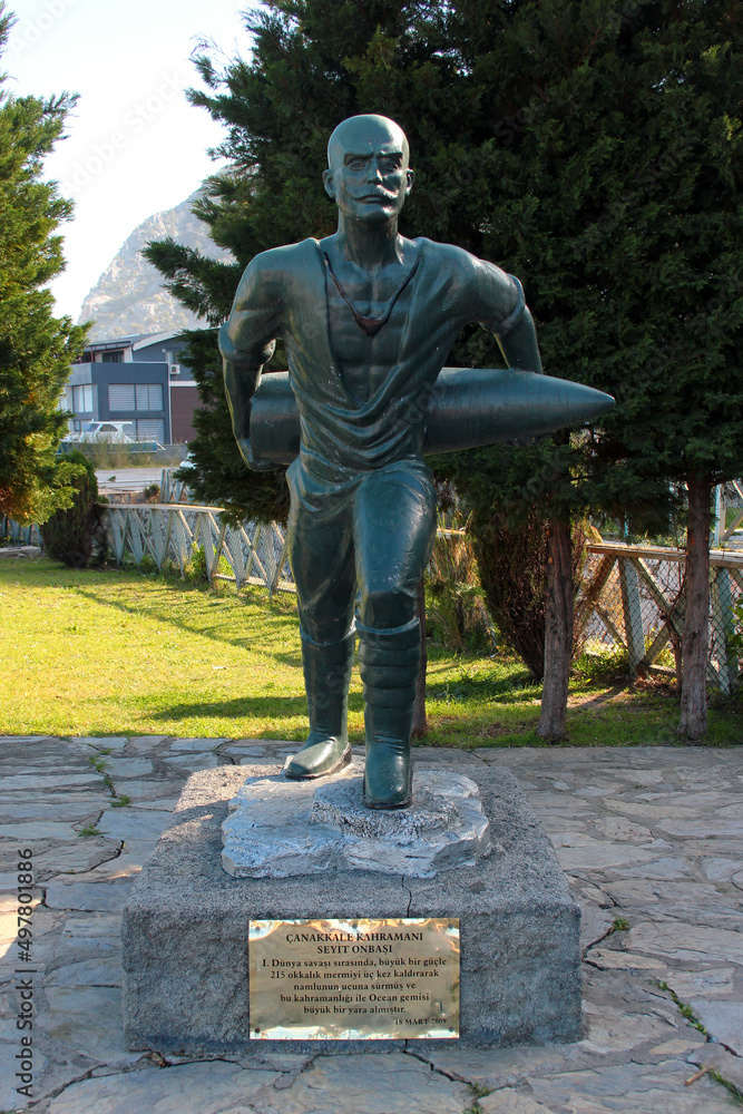Stockfoto Antalya, Turkey - April 8, 2022: Monument of famous Turkish ...