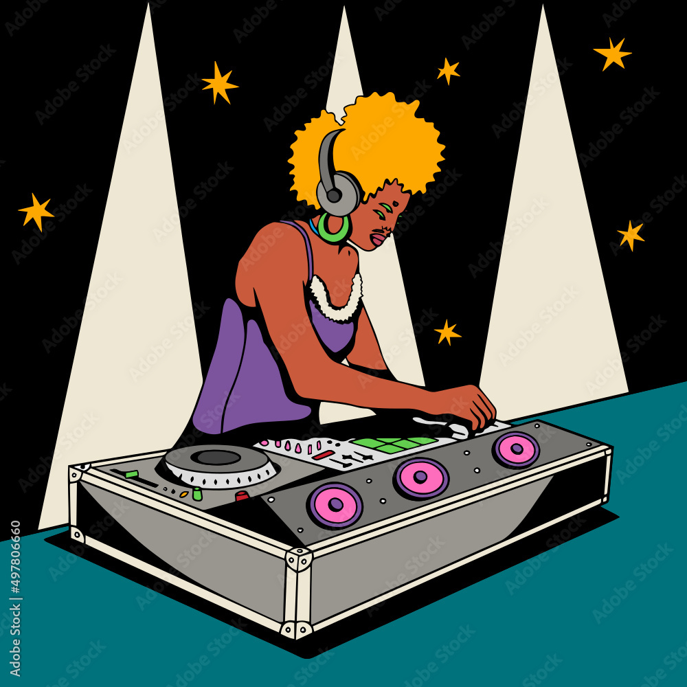 DJ using turntable Stock Vector | Adobe Stock