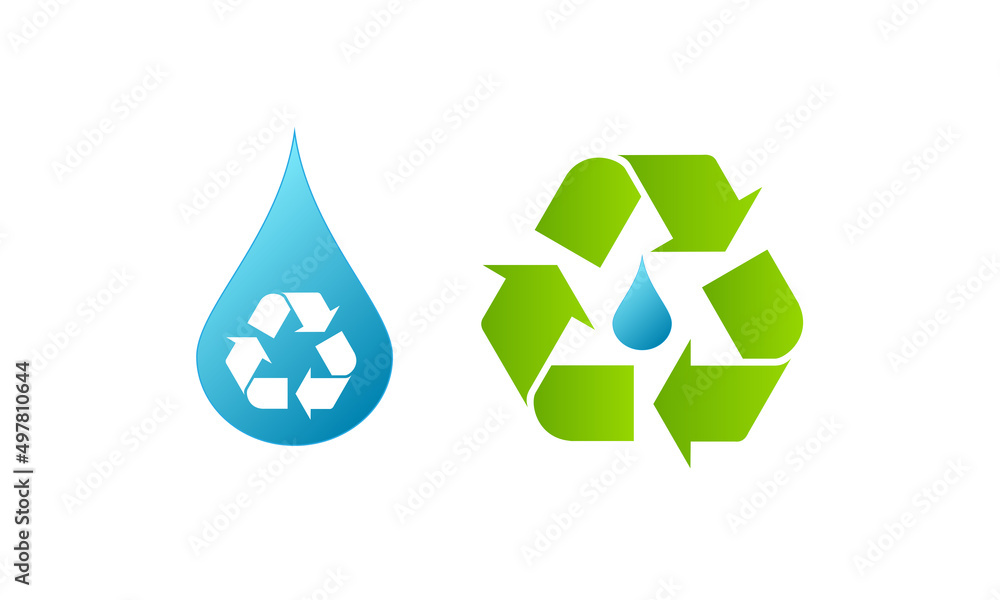 Recycle water icon vector ,Falling drop of water with recycle symbol ...