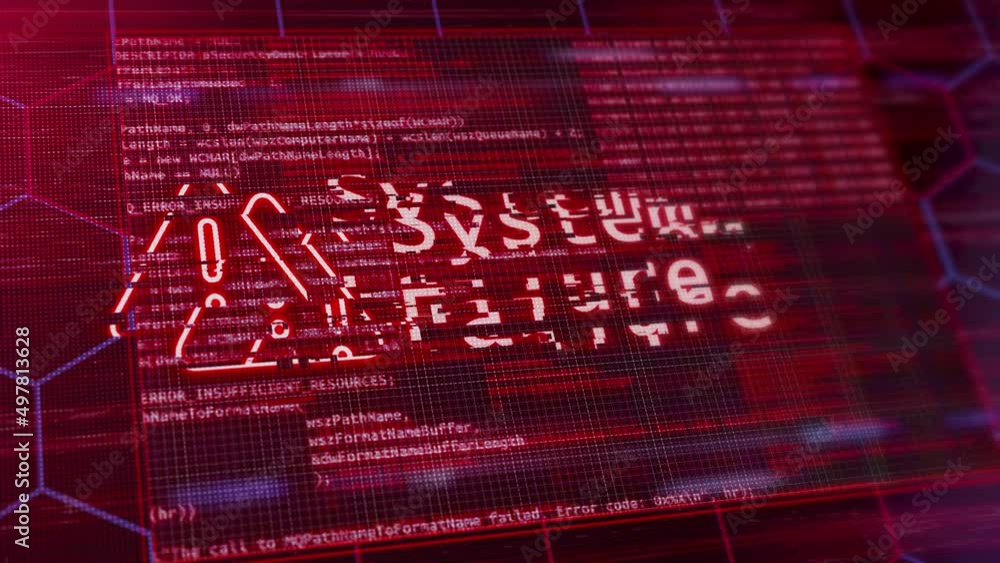 System Failure hacked, warning alert message screen 4k Animation ...