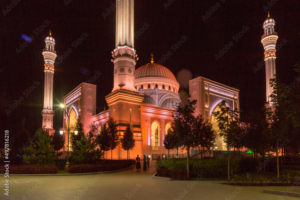 The new mosque named after the Prophet Muhammad made of white marble in ...