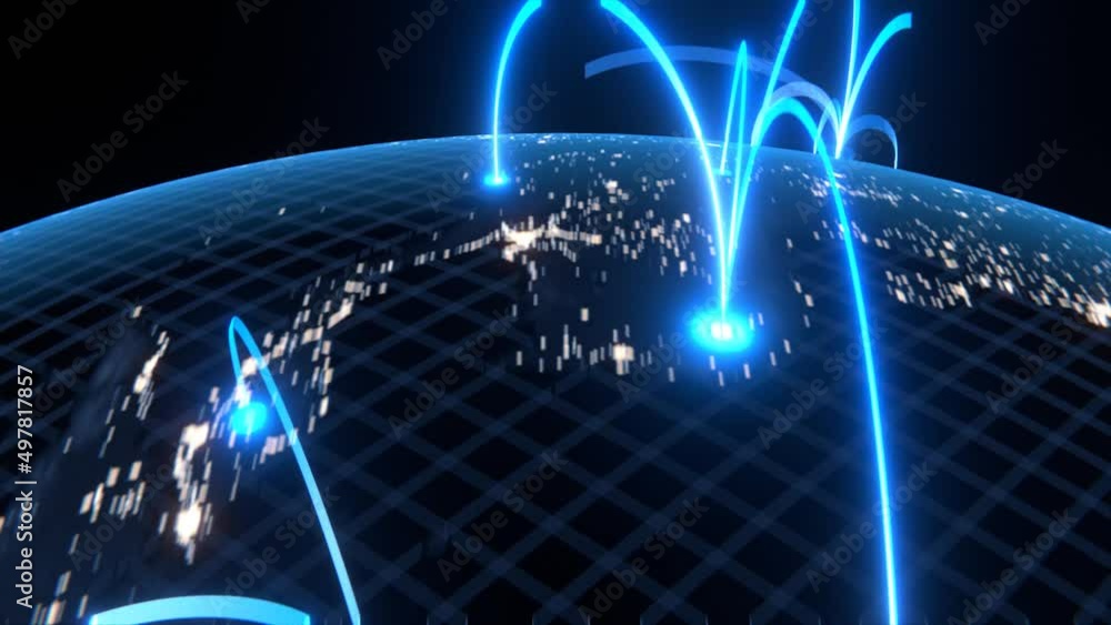 Concept of global technology. Digital connected network. 3d animation ...