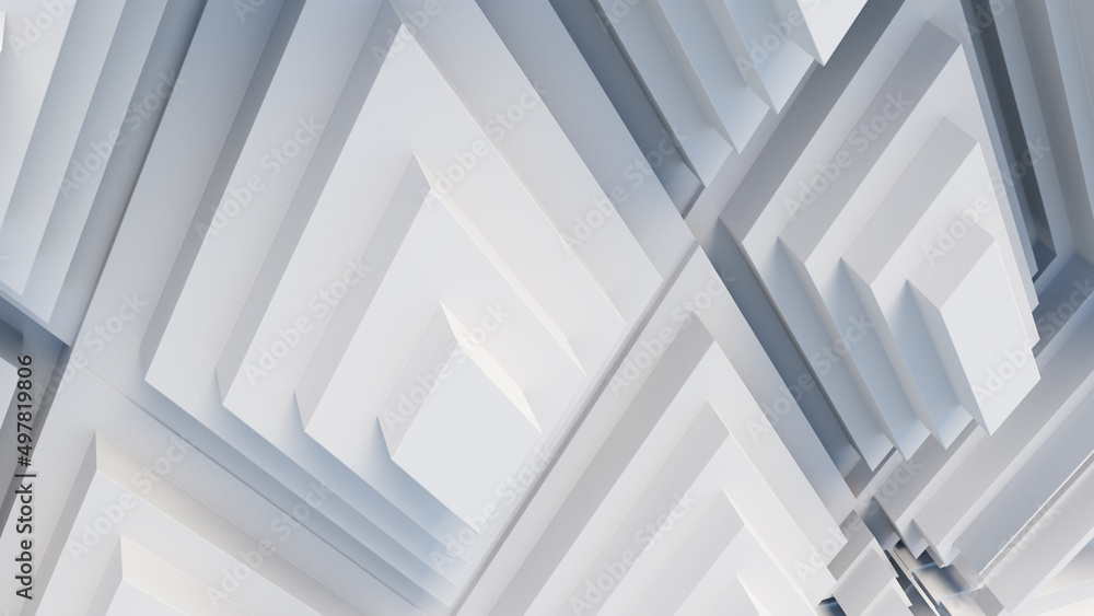 White, Tech Background with a Geometric 3D Structure. Clean, Stepped ...