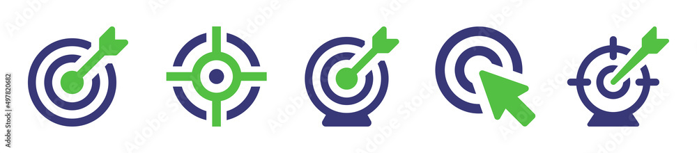 Target icon collection. Goal icon. Target with arrow symbol vector ...