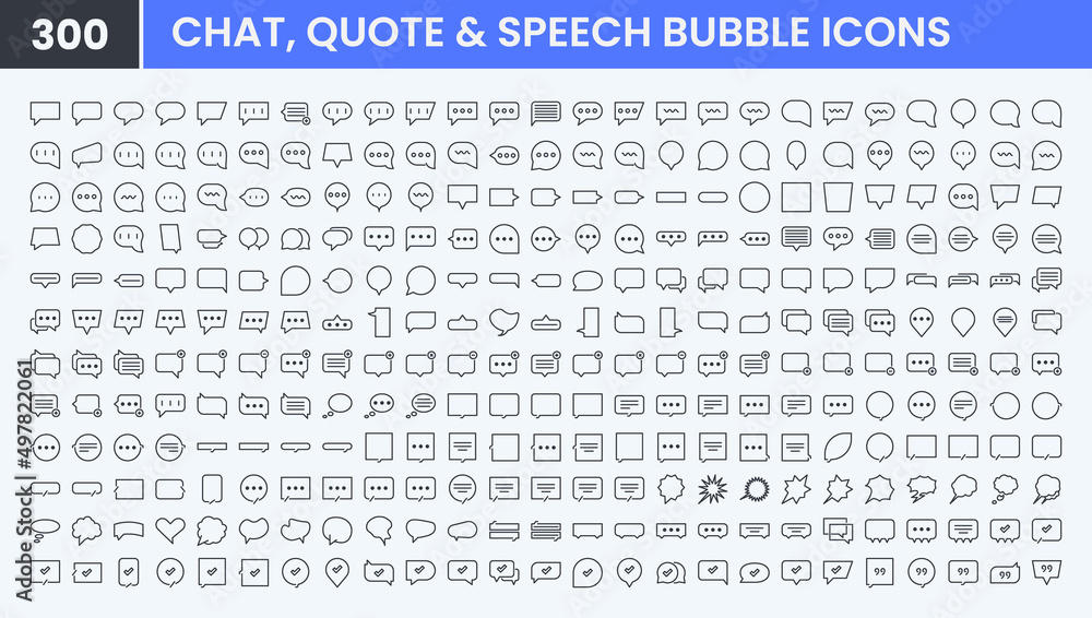 Minimal Chatting Box vector line icon set. Contains linear outline ...