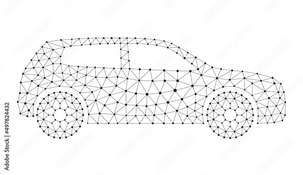 Concept of the car, point and line compose are connected to a car Stock ...
