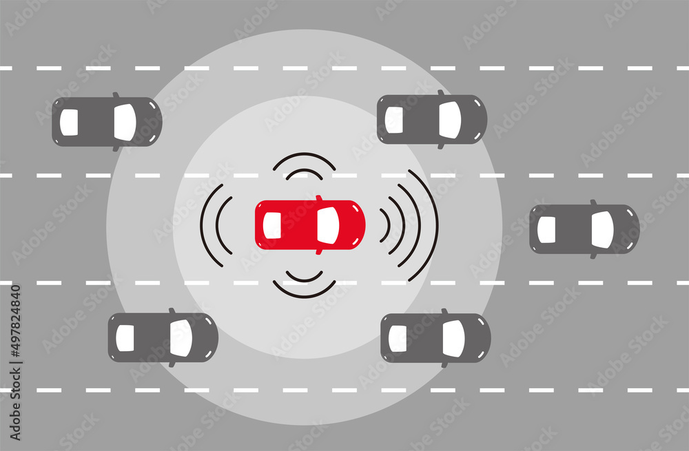 Autonomous car top view. Self driving vehicle. Stock Vector | Adobe Stock
