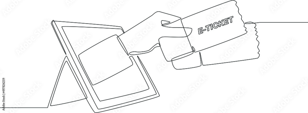 Vetor de Single continuous line drawing of passenger's hand float out ...